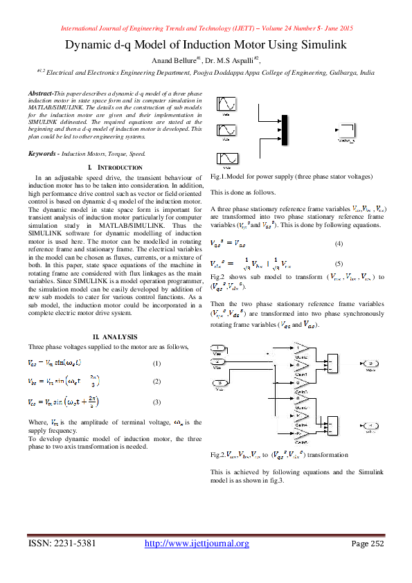 (PDF) Dynamic d-q Model of Induction Motor Using Simulink