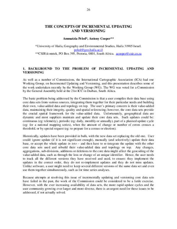 Pdf Concepts Of Incremental Updating And Versioning
