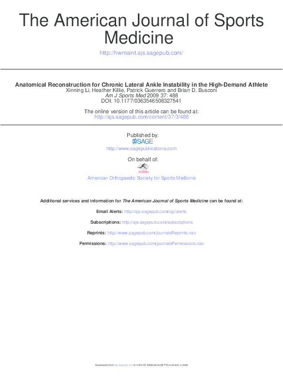 (PDF) Anatomical Reconstruction for Chronic Lateral Ankle Instability ...