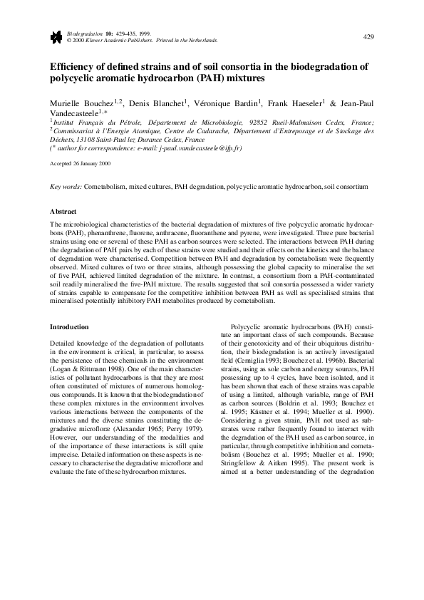 (PDF) Biodegradation of Some Model Polycyclic Aromatic Hydrocarbons by Bacterial Strains ...