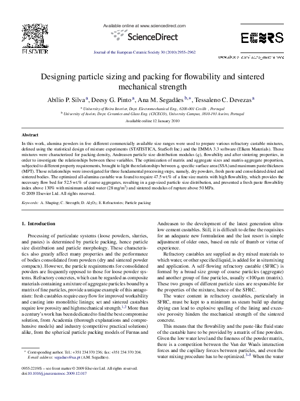 (PDF) Designing particle sizing and packing for flowability and sintered mechanical strength