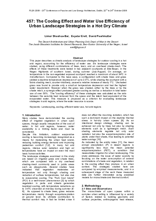 (PDF) The Cooling Effect and Water Use Efficiency of Urban Landscape ...