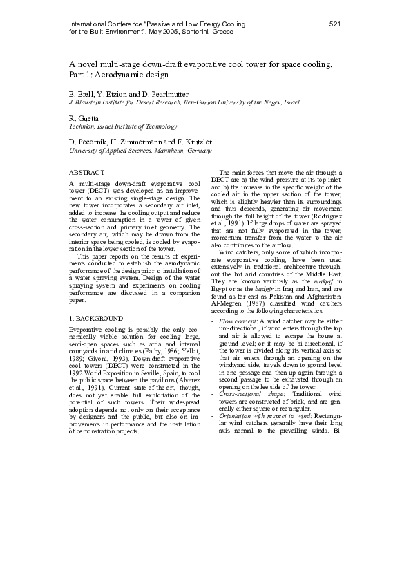 (PDF) A novel multi-stage down-draft evaporative cool tower for space ...