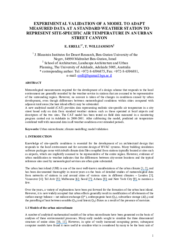 (PDF) Experimental Validation of a Model to Adapt Measured Data at a ...
