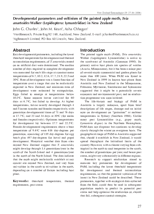(PDF) Developmental parameters and voltinism of the painted apple moth ...