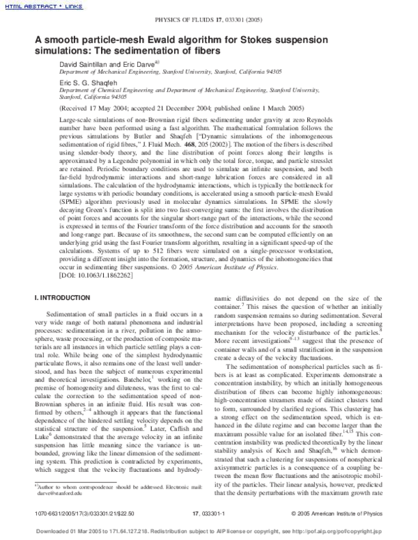 Pdf Smooth Particle Mesh Ewald For Fiber Sedimentation