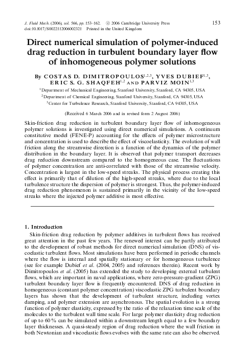 (PDF) Maximum Drag Reduction Asymptote in Turbulent Channel Flow of Polymer Solutions | Bamin ...