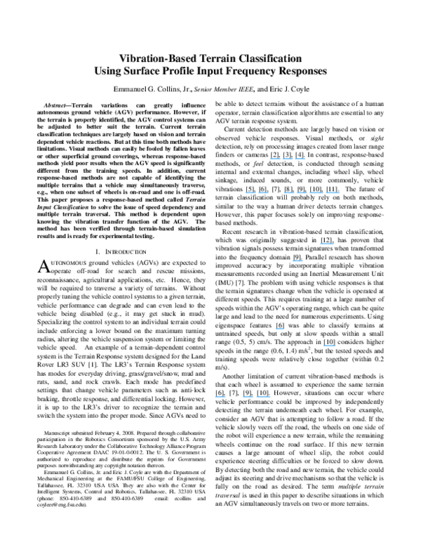 (PDF) Vibration-based Terrain Classification Using Support Vector Machines