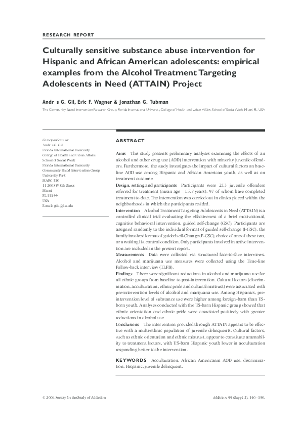 (PDF) Culturally sensitive substance abuse intervention for Hispanic ...