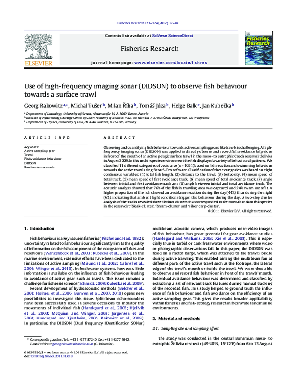 (PDF) Use of high-frequency imaging sonar (DIDSON) to observe fish ...