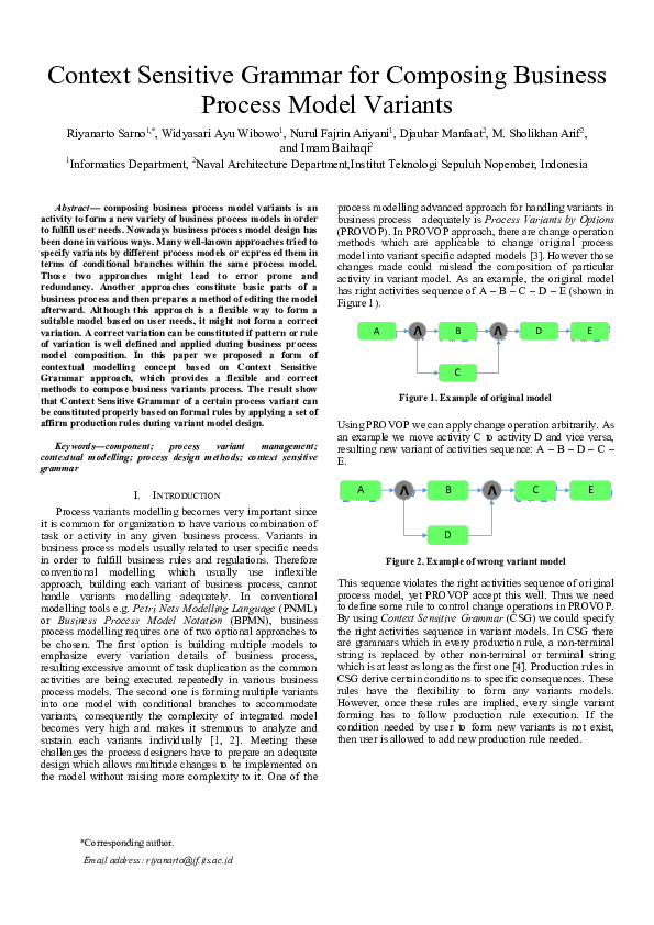 (PDF) Context Sensitive Grammar for Composing Business Process Model Variants