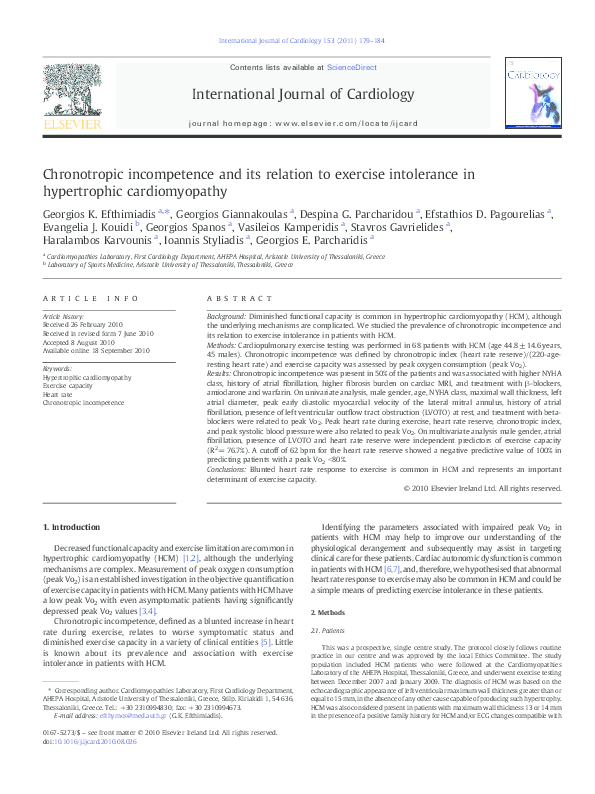 (PDF) Chronotropic incompetence and its relation to exercise ...