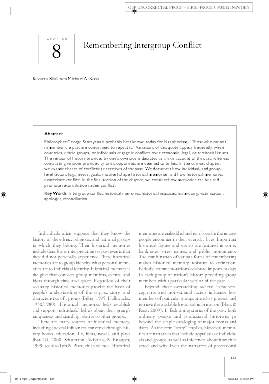 (PDF) Remembering intergroup conflict