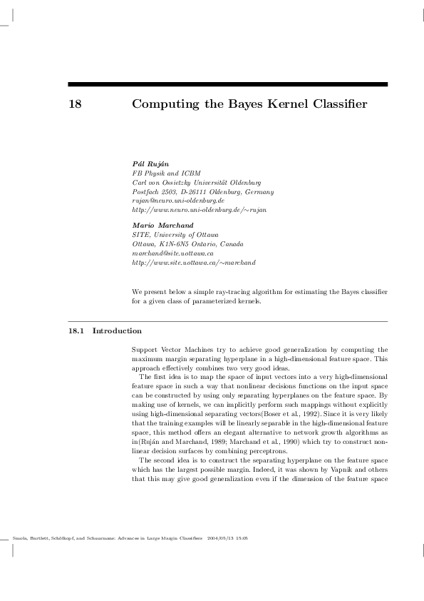 (PDF) Computing the Bayes Kernel Classifler