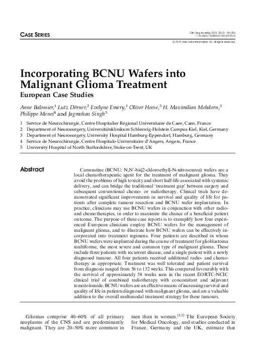 (PDF) Incorporating BCNU Wafers into Malignant Glioma Treatment