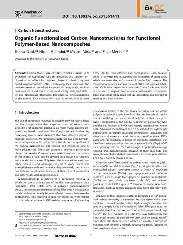 (PDF) Organic Functionalized Carbon Nanostructures for Functional ...