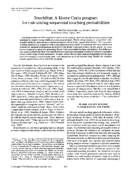 (PDF) TouchStat: A Monte Carlo program for calculating sequential ...