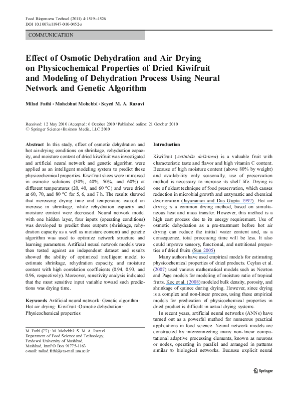 (PDF) Effect of Osmotic Dehydration and Air Drying on Physicochemical Properties of Dried ...