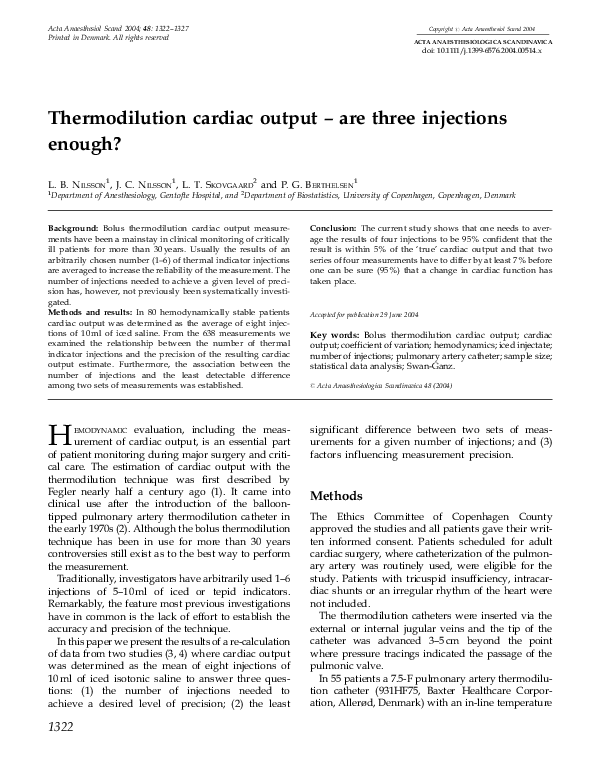 (PDF) Thermodilution cardiac output - are three injections enough ...