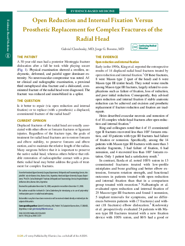 (PDF) Open Reduction and Internal Fixation Versus Prosthetic ...