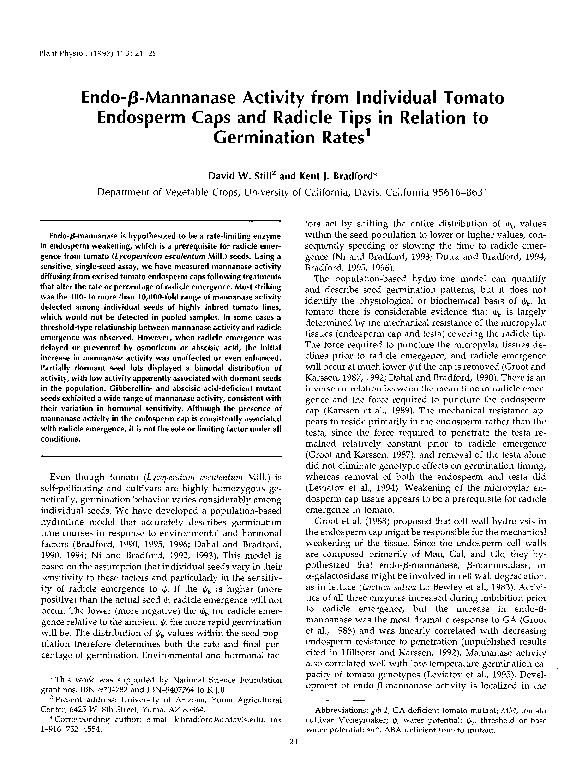 (PDF) Endo-[beta]-mannanase activity from individual tomato endosperm ...