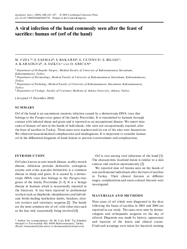 (PDF) A viral infection of the hand commonly seen after the feast of ...