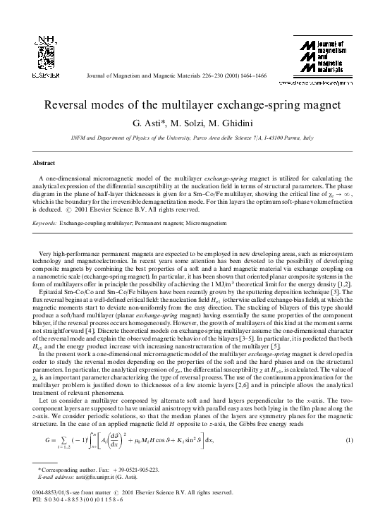 (PDF) Reversal modes of the multilayer exchange-spring magnet