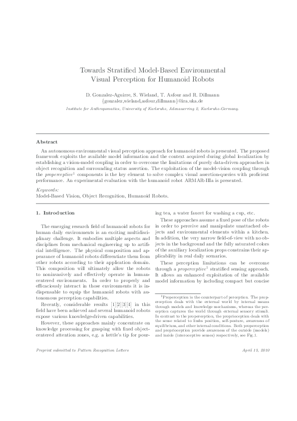 (PDF) Towards stratified model-based environmental visual perception for humanoid robots