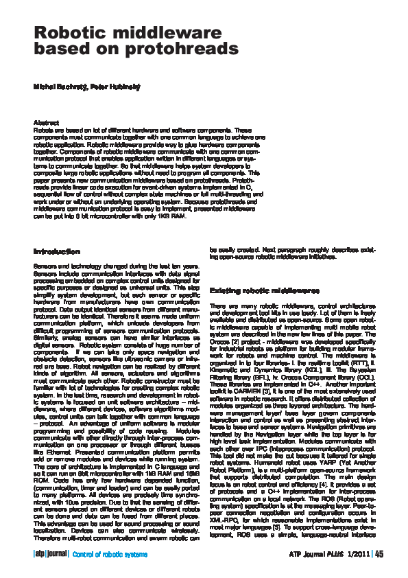 (PDF) Robotic middleware based on protothreads