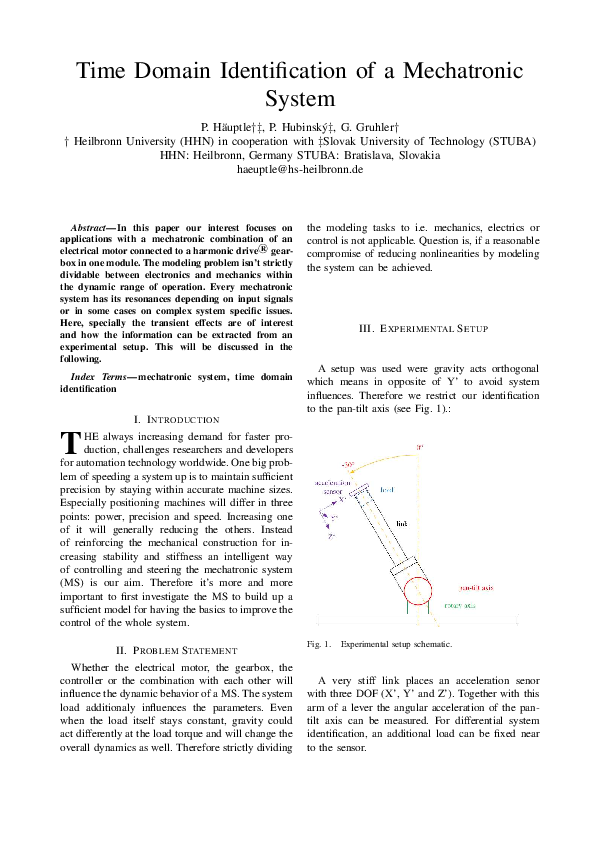 (PDF) Time Domain Identification of a Mechatronic System