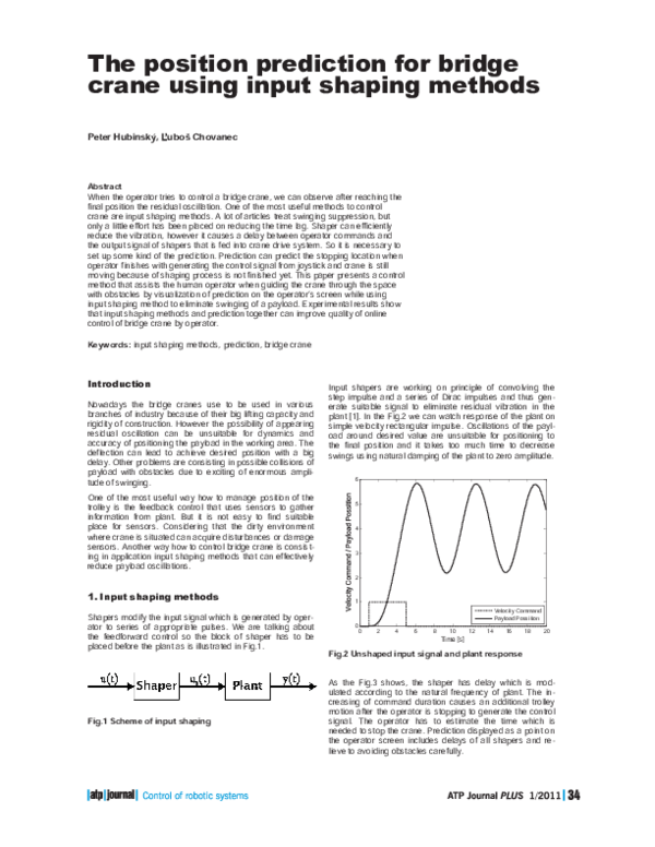 Pdf The Position Prediction For Bridge Crane Using Input Shaping Methods