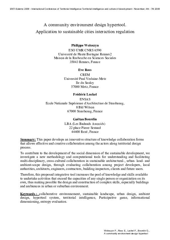 (PDF) A community environment design hypertool. Application to ...