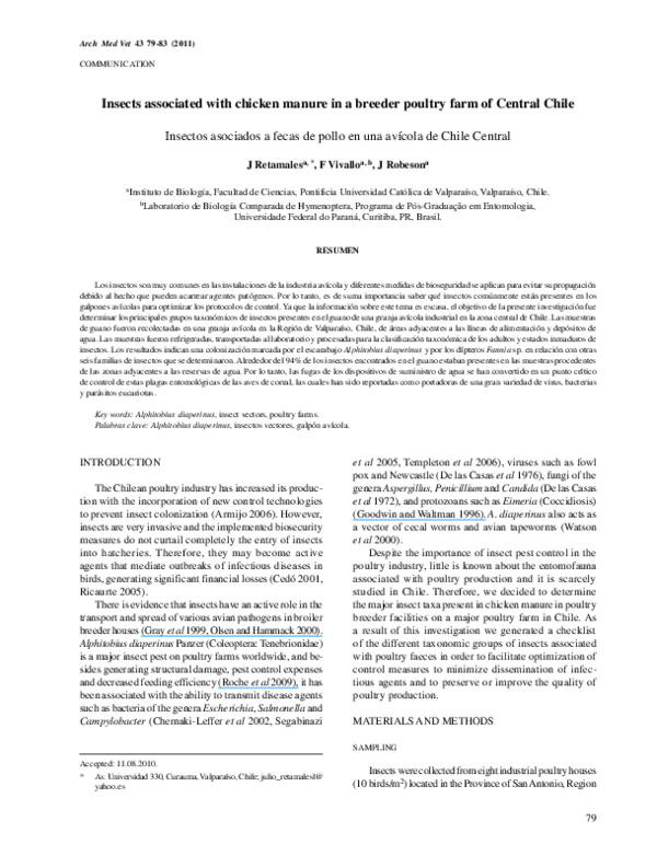 (PDF) Insects associated with chicken manure in a breeder poultry farm ...