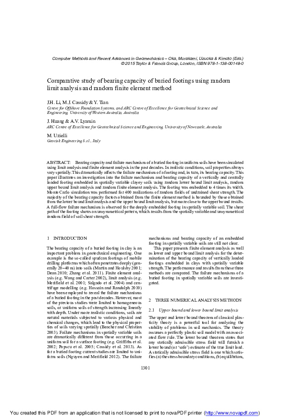 (PDF) Comparative study of bearing capacity of buried footings using random limit analysis and ...
