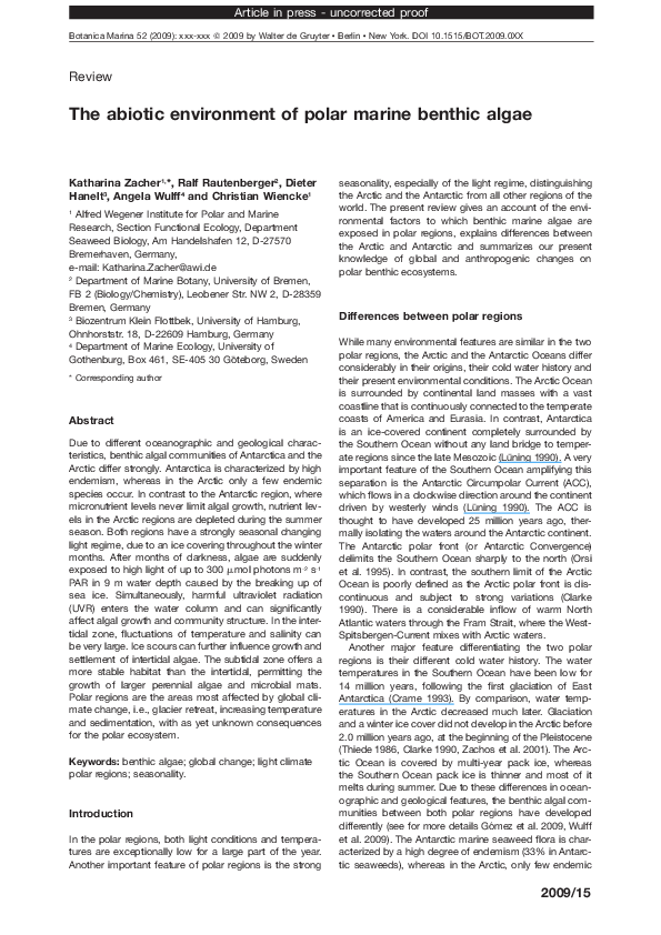 (PDF) The abiotic environment of polar marine benthic algae
