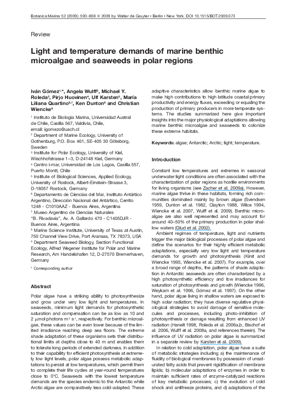(PDF) Light and temperature demands of marine benthic microalgae and ...