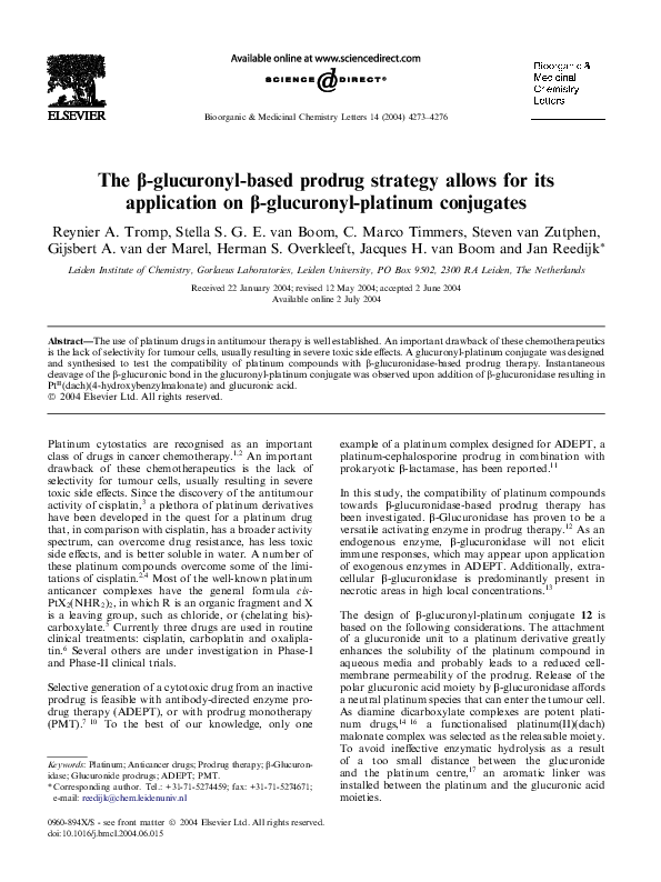 (PDF) The β-glucuronyl-based prodrug strategy allows for its ...