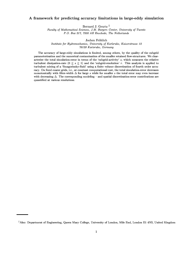 (PDF) A framework for predicting accuracy limitations in large-eddy simulation