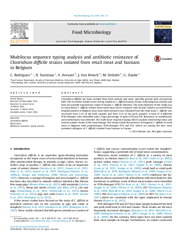 Multilocus sequence typing analysis and antibiotic resistance of Clostridium difficile strains ...