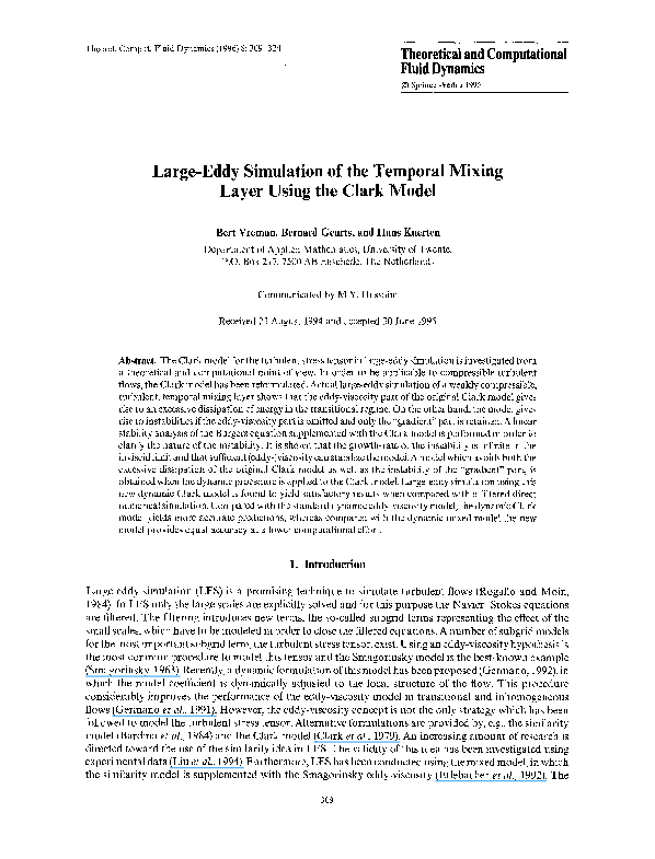 (PDF) Large-eddy simulation of the temporal mixing layer using the ...