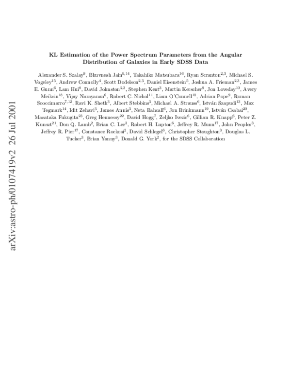 Pdf Karhunen‐loeve Estimation Of The Power Spectrum Parameters From The Angular Distribution