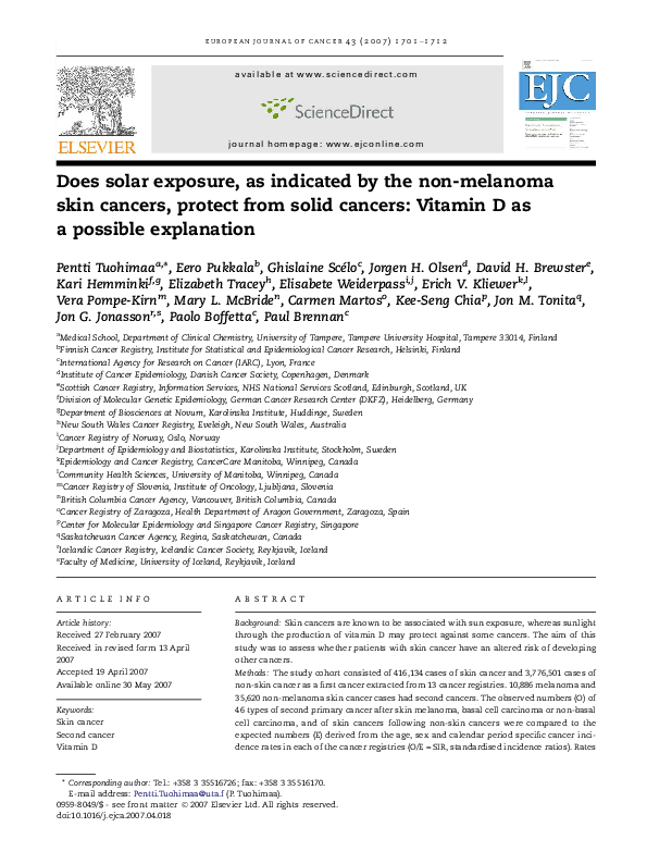 (PDF) Does solar exposure, as indicated by the non-melanoma skin ...