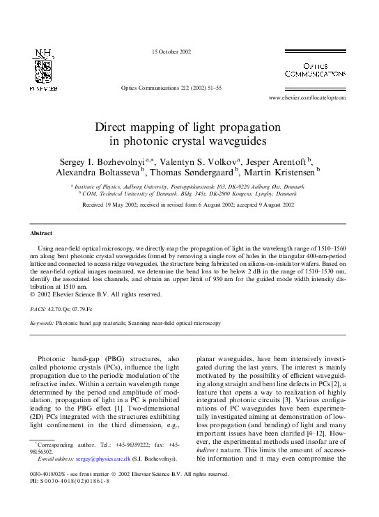 (PDF) Direct mapping of light propagation in photonic crystal waveguides