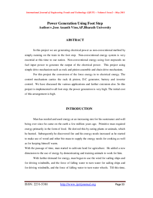 (PDF) FOOT STEP POWER GENERATION | IAEME Publication - Academia.edu