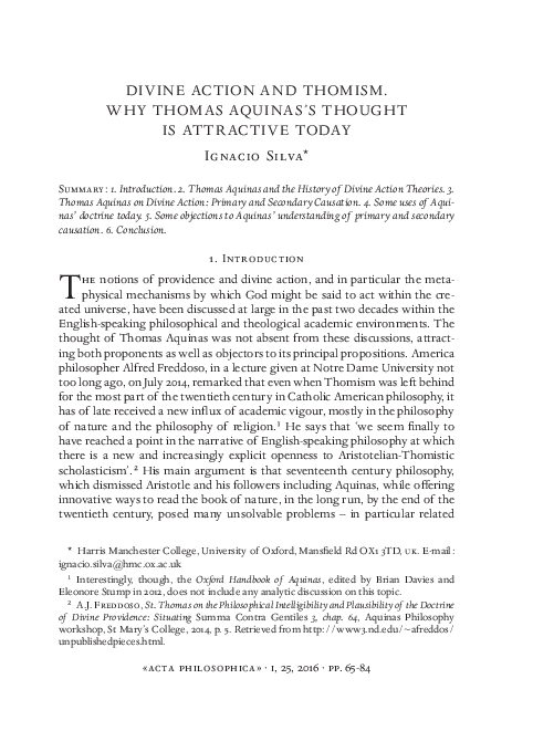 (PDF) Divine Action and Thomism. Why Thomas Aquinas’s Thought Is ...