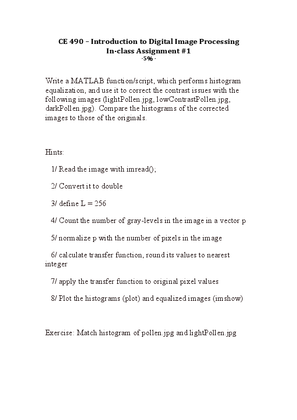 (PDF) CE 490 – Introduction to Digital Image Processing In-class ...