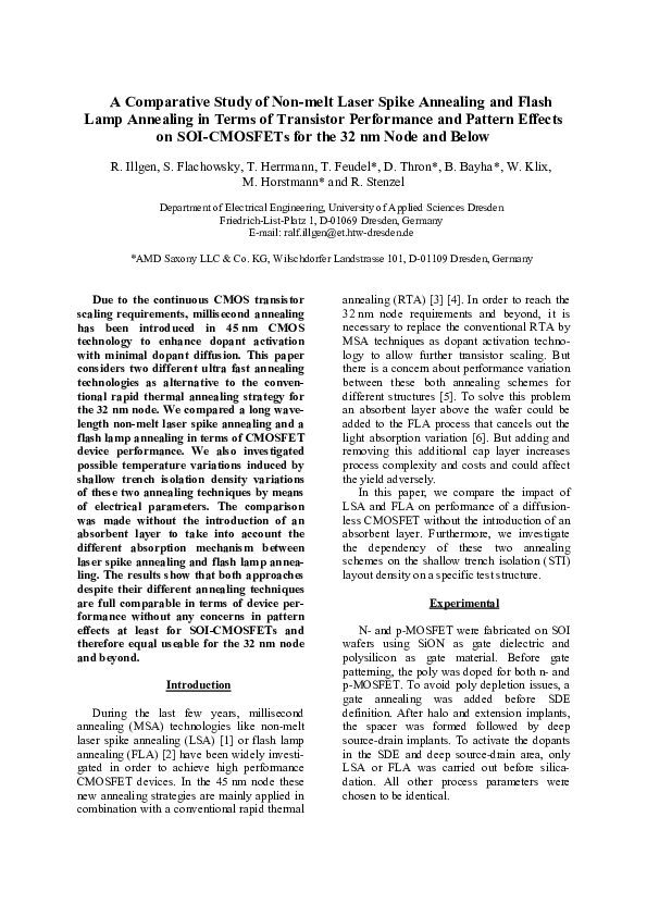 (PDF) A comparative study of non-melt laser spike annealing and flash ...