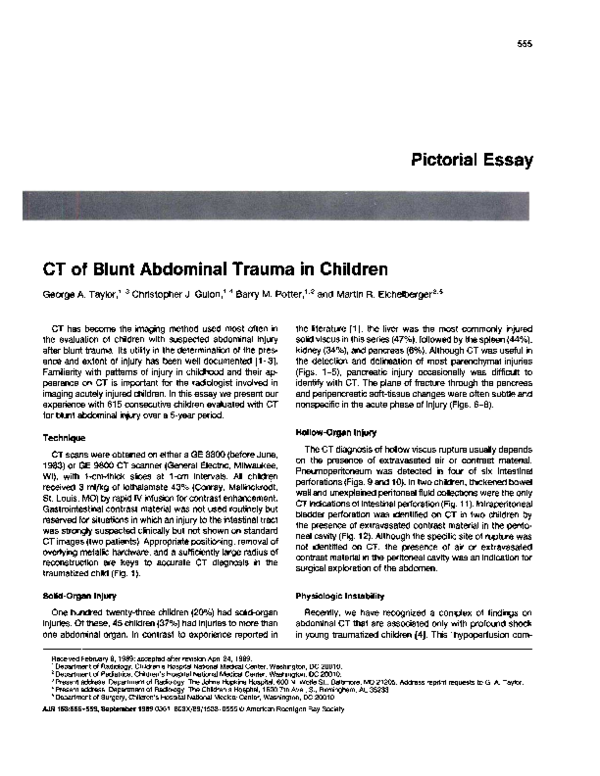 (PDF) [Management of blunt abdominal trauma in children]