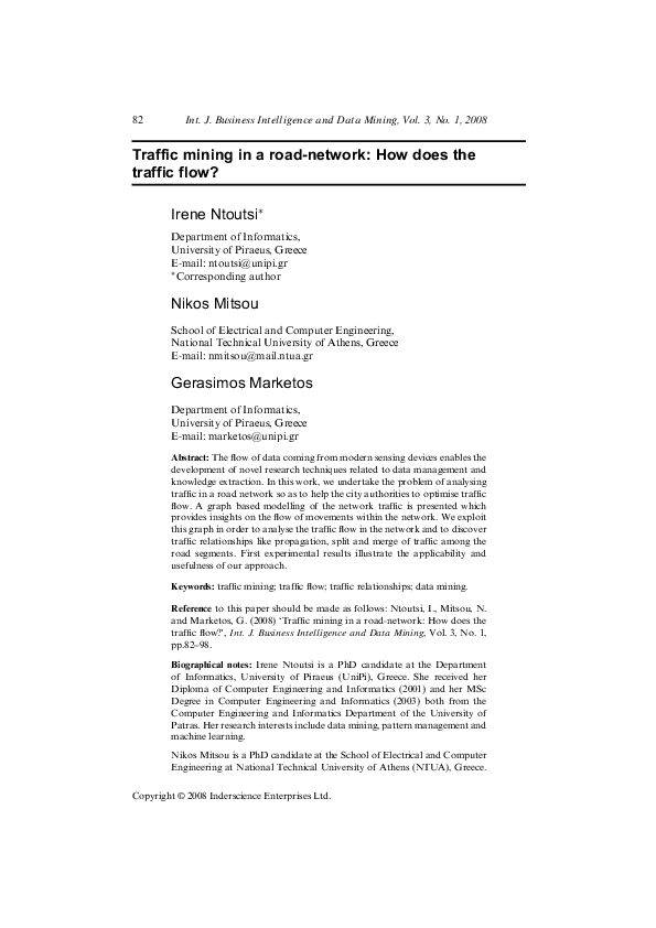 (PDF) Traffic mining in a road-network: How does the traffic flow?