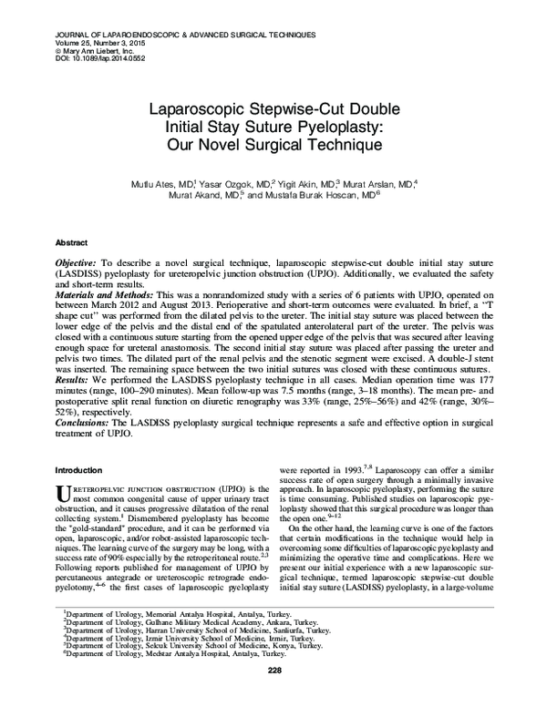 (PDF) Laparoscopic Stepwise-Cut Double Initial Stay Suture Pyeloplasty ...